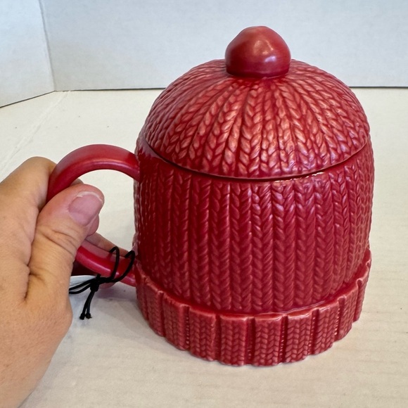 West Elm | Kitchen | West Elm Red Stoneware Knit Ski Cap Hat Hot ...